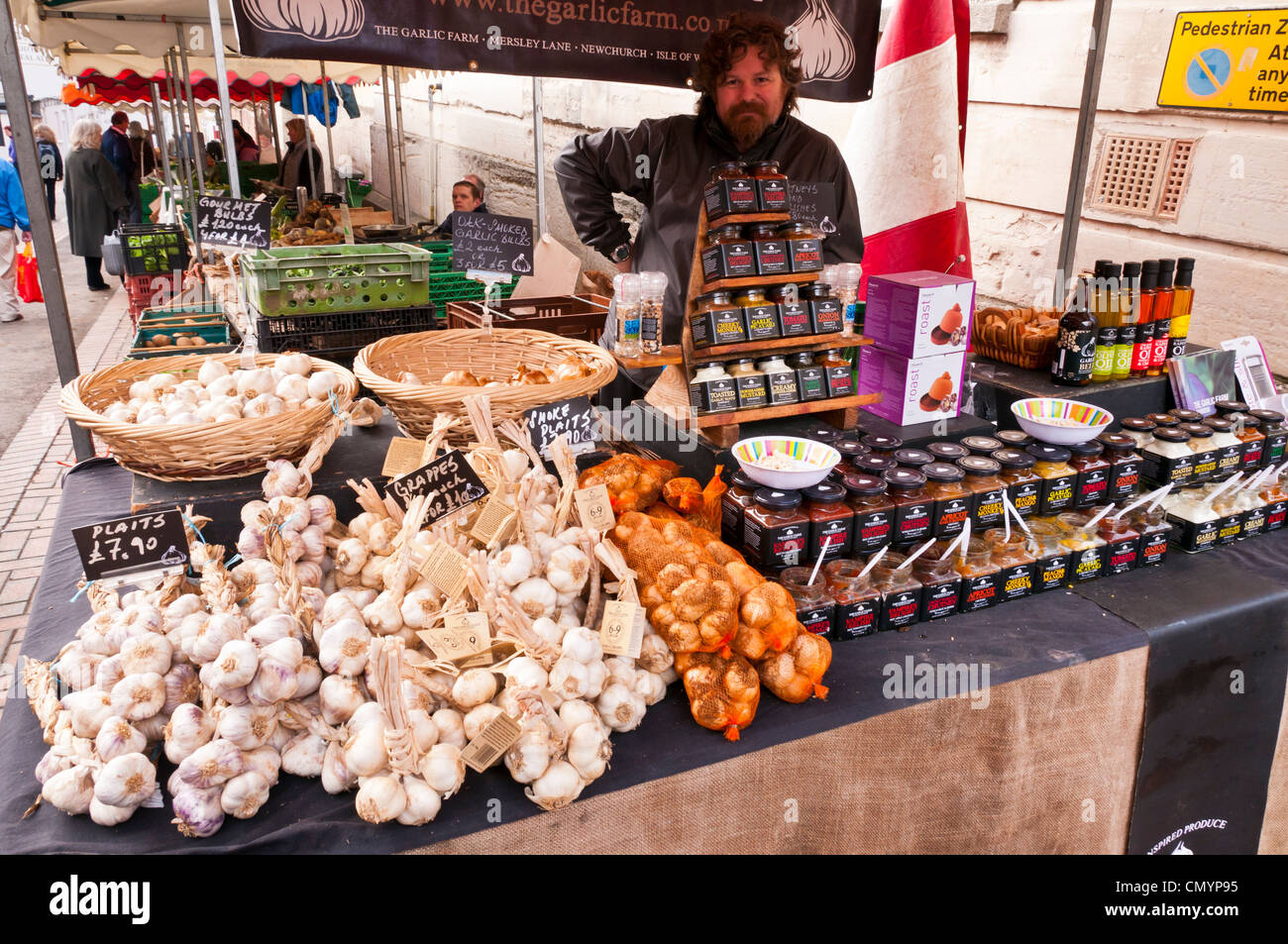 Stall selling various types of garlic and chutney at Popular Saturday ...