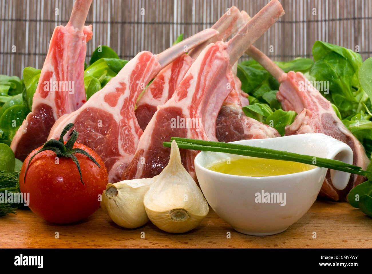 photo of some Racks of lamb with ingredients, ready for cooking Stock ...