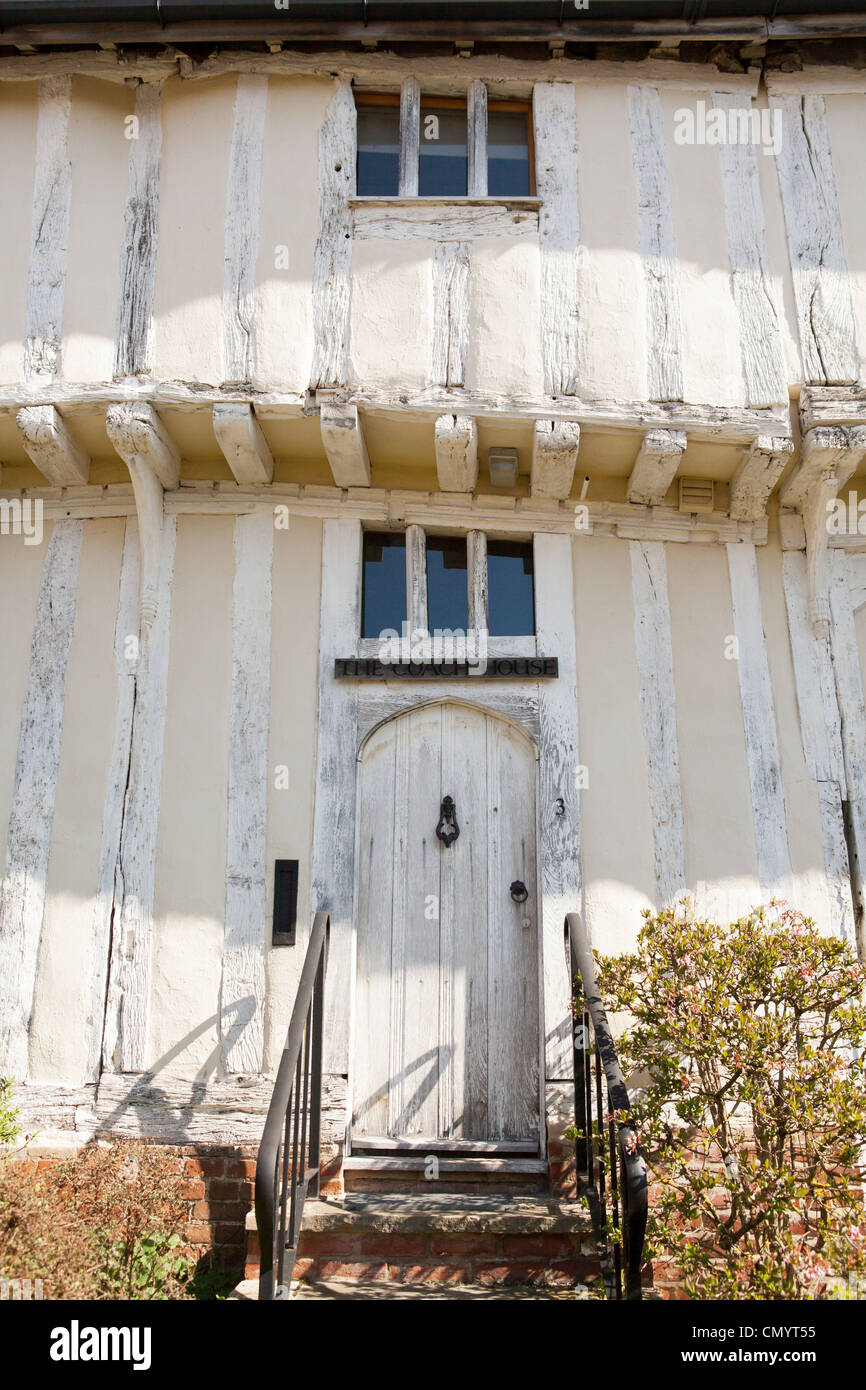 Door and windows on a Medieval Tudor building, Lady Street in Lavenham ...