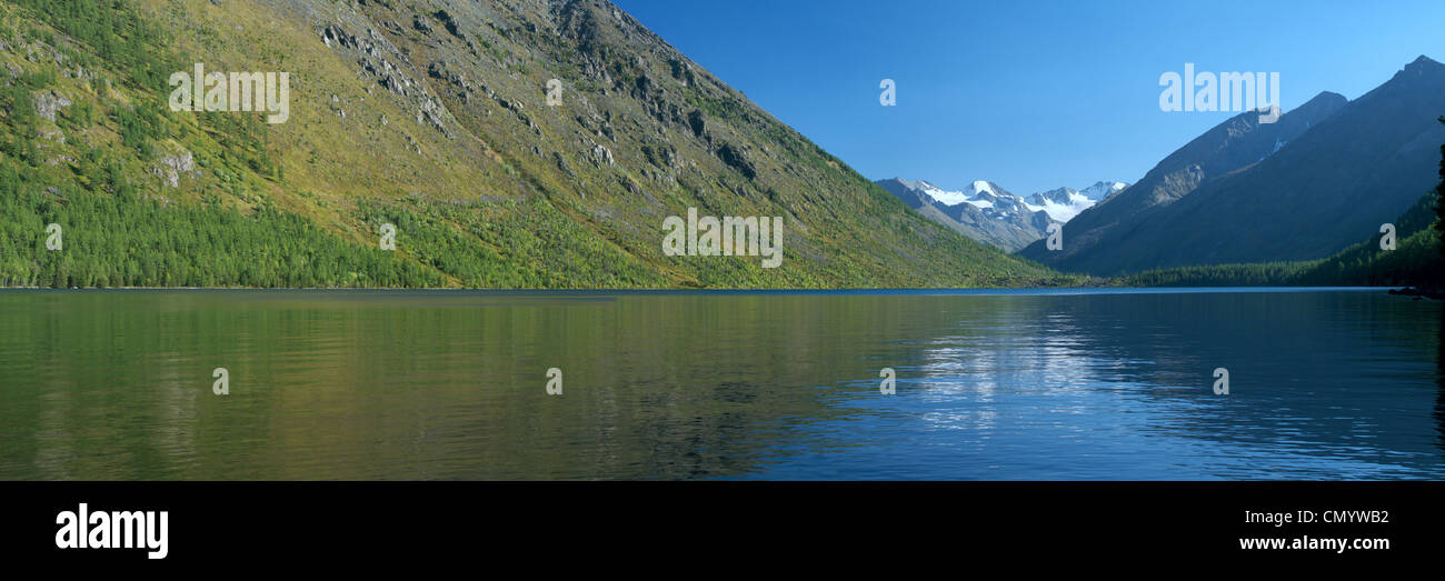 Panoramic view of mountain lake Stock Photo - Alamy