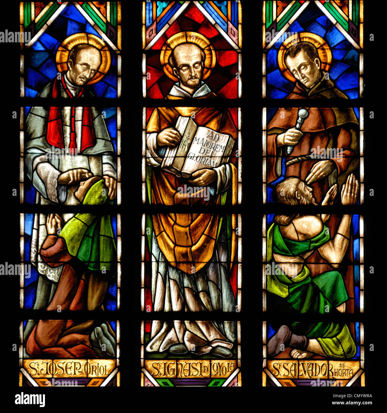 Barcelona, Spain. Church of Santa Maria del Mar (14thC) Stained glass ...