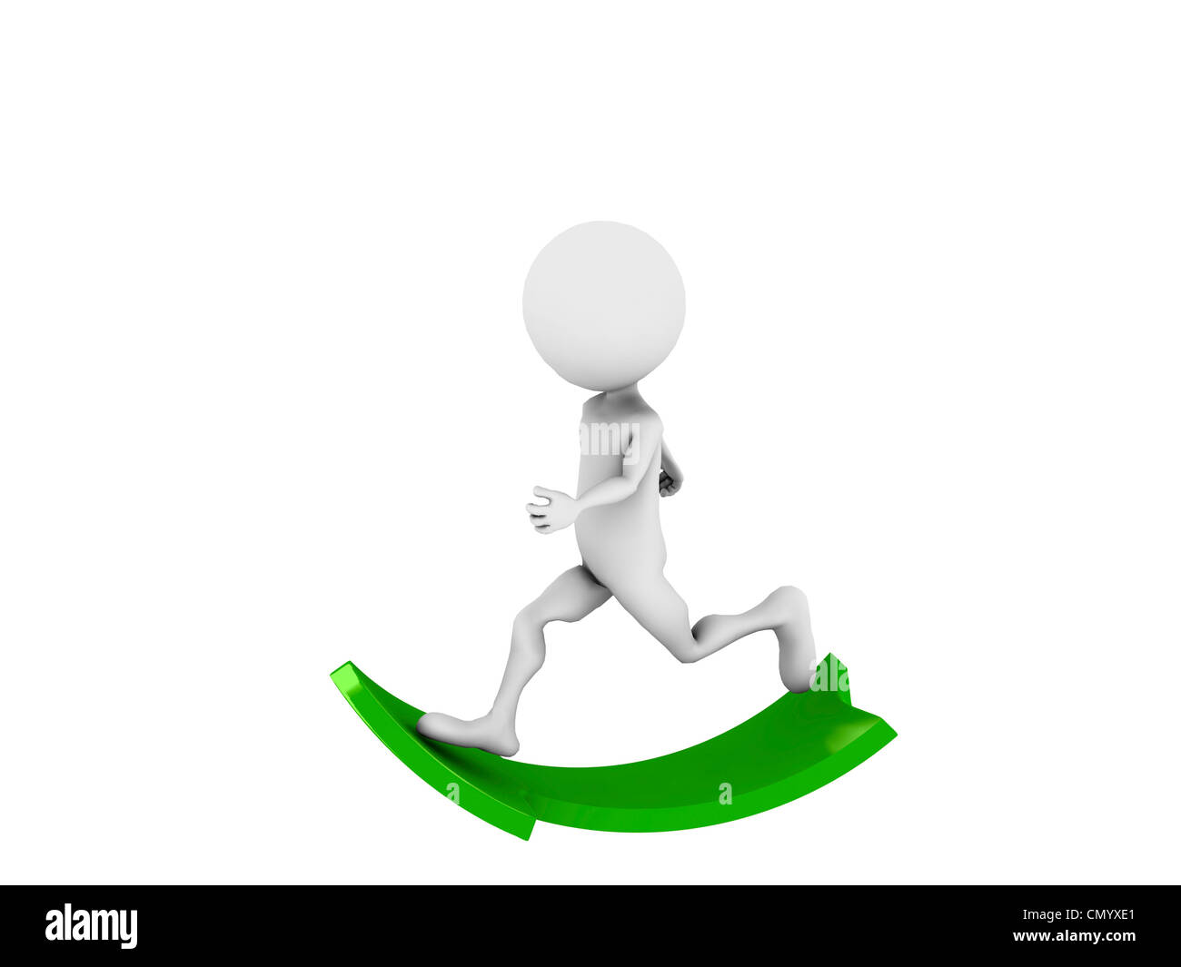 3d man on green arrow Stock Photo - Alamy