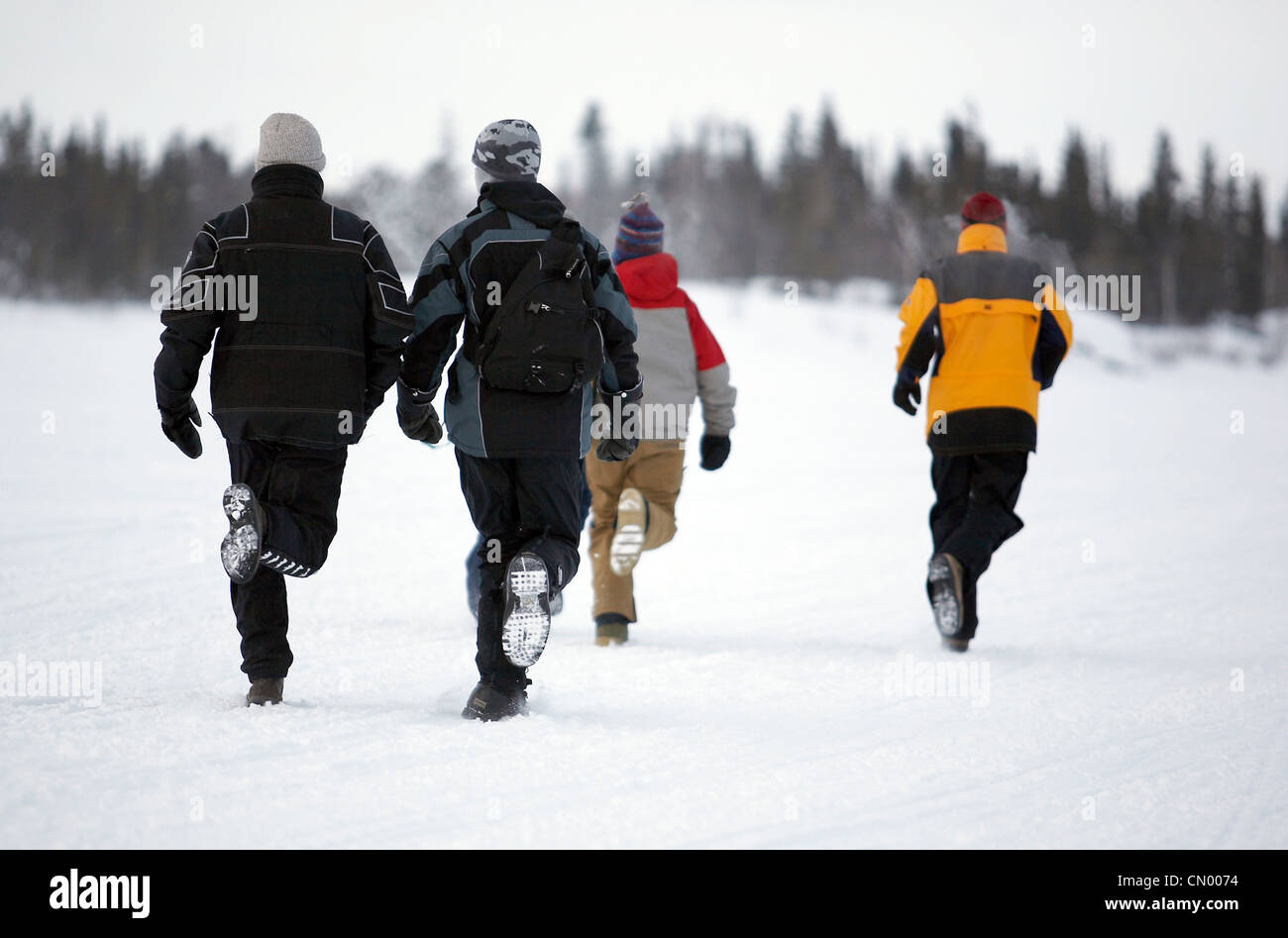 Runners leaving the starting line at the first Rock/Ice Ultra marathon ...