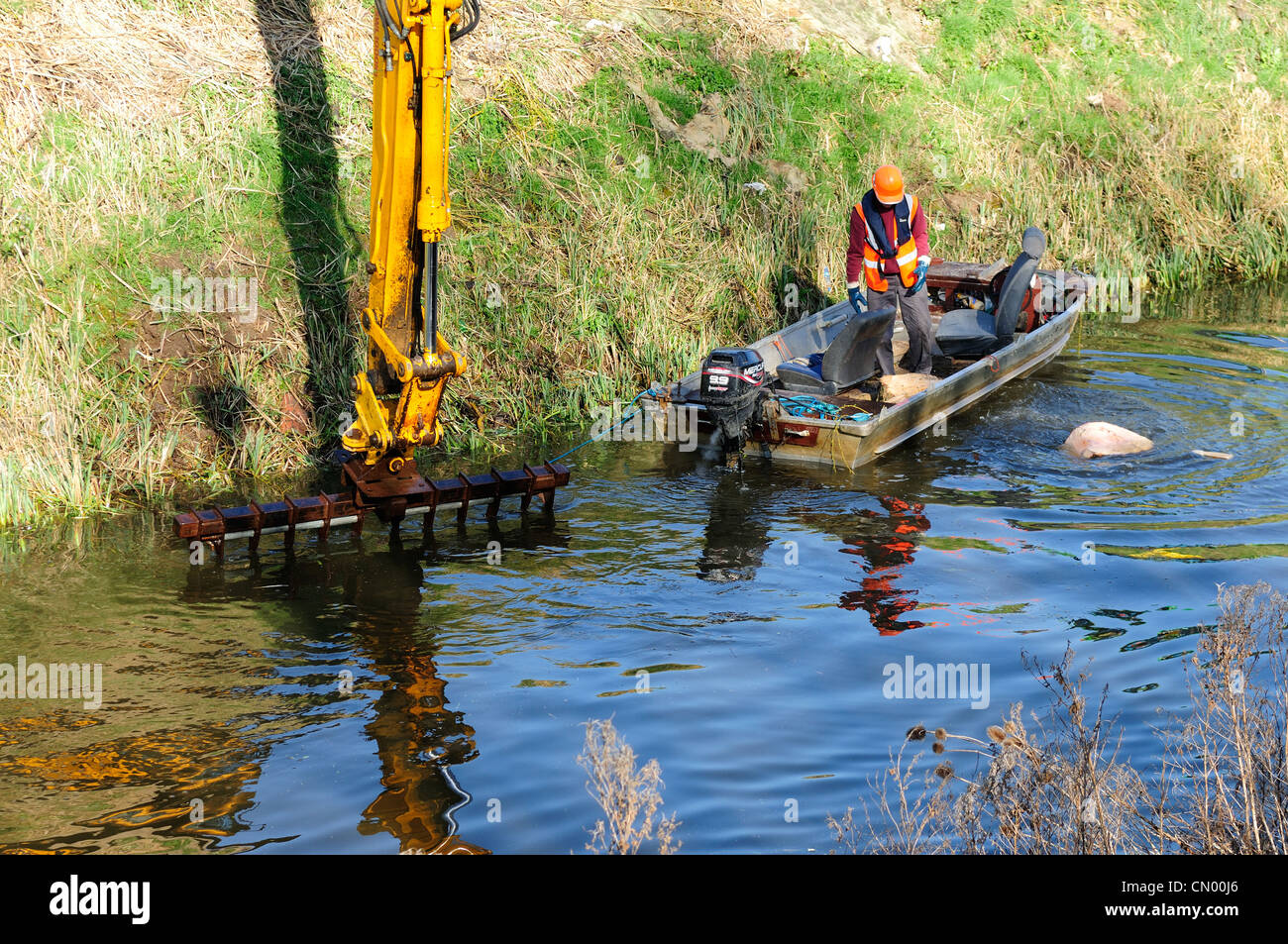 Dredging River In Lincolnshire England Stock Photo - Alamy