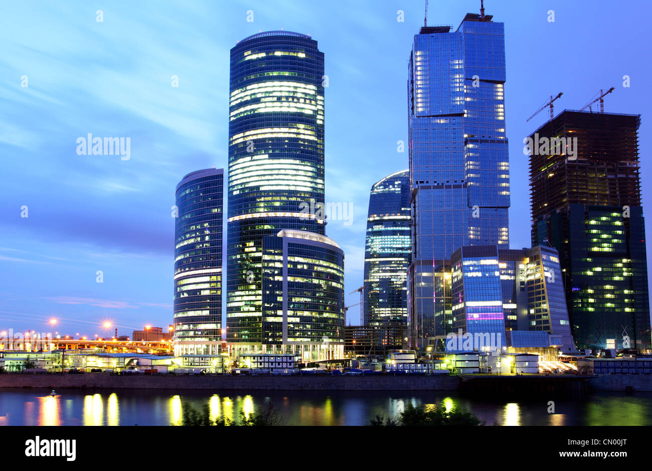 Modern skyscrapers at night. Moscow City. Russia Stock Photo - Alamy