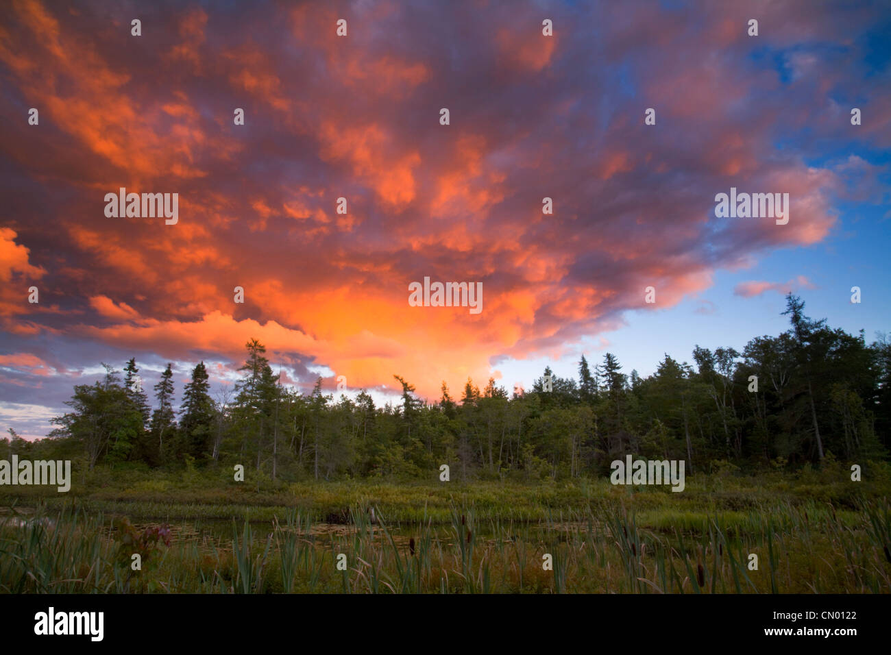 Sunset Thunderclouds over Rocky Lake, Lakeview, Nova Scotia Stock Photo ...