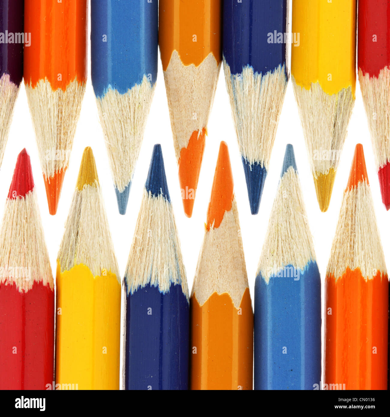 Color pencils macro isolated over white background Stock Photo - Alamy