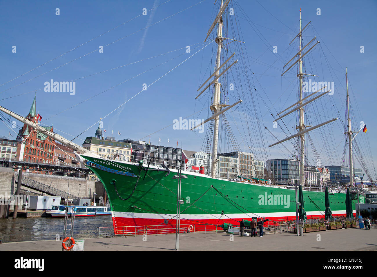 museum sailing ship Rickmer Rickmers, harbour of Hamburg, Germany Stock ...