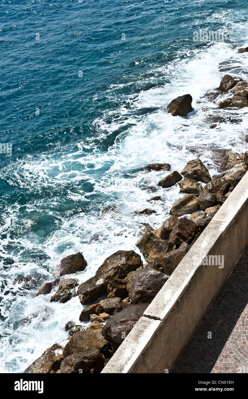 Ledge along the Mediterranean coastline of Monaco Stock Photo - Alamy