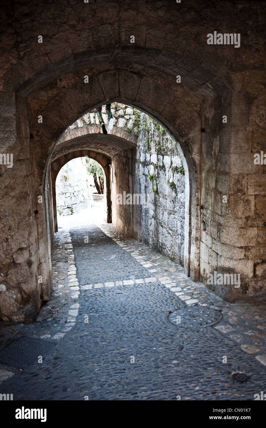 Archways stretched along an underground road in Saint-Paul, France ...