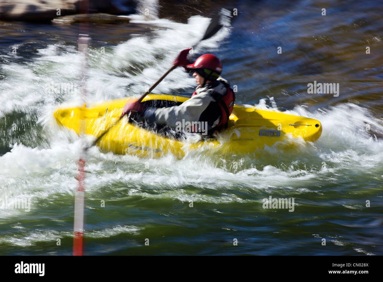 Whitewater kayak slalom race, Arkansas River, Salida, Colorado, USA ...