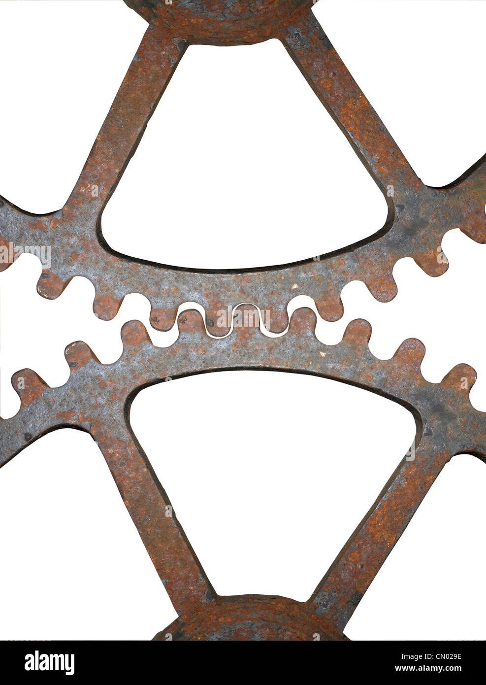 Rusty cogs against a white background Stock Photo - Alamy
