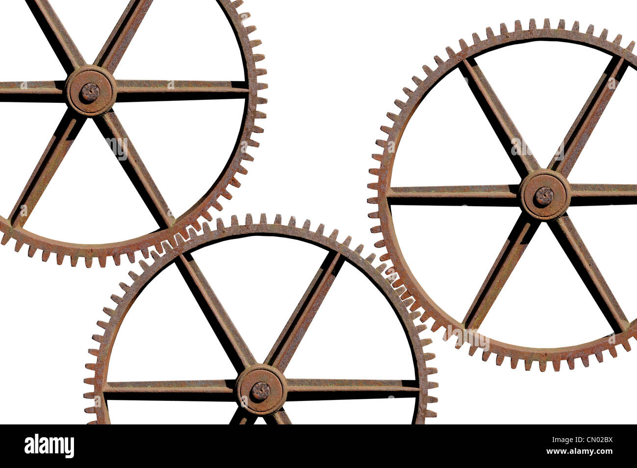 Rusty cogs against a white background Stock Photo - Alamy