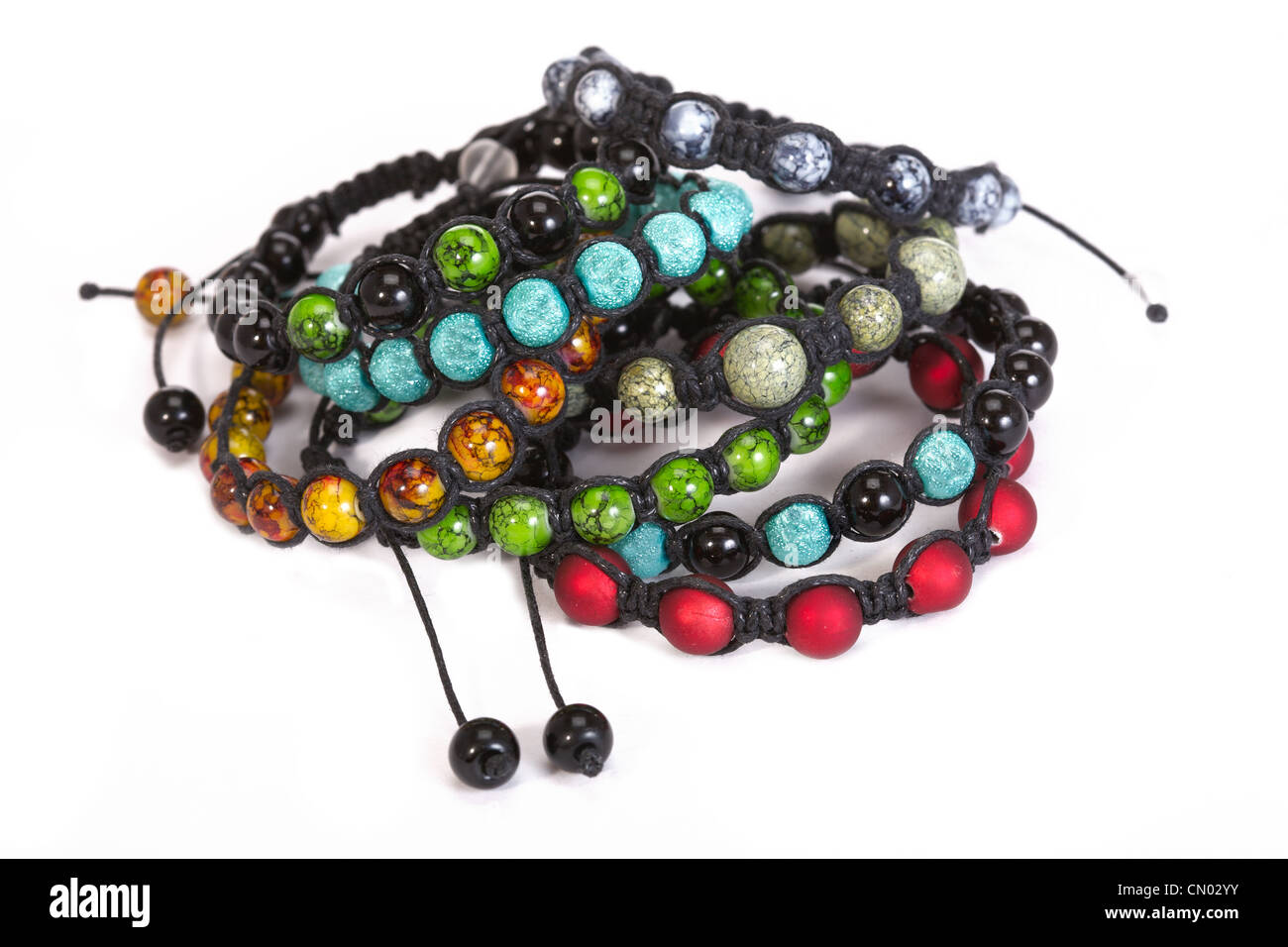 Popular Buddhist bracelet shamballa on a white background Stock Photo - Alamy