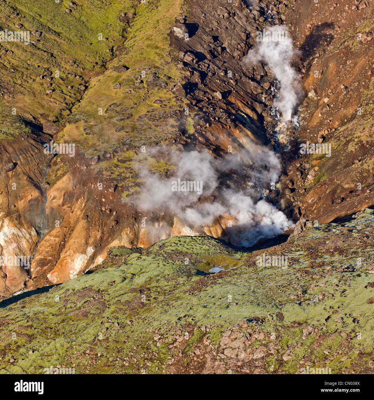 Geothermal hot spring area, by The Hellisheidi Geothermal Power Plant ...