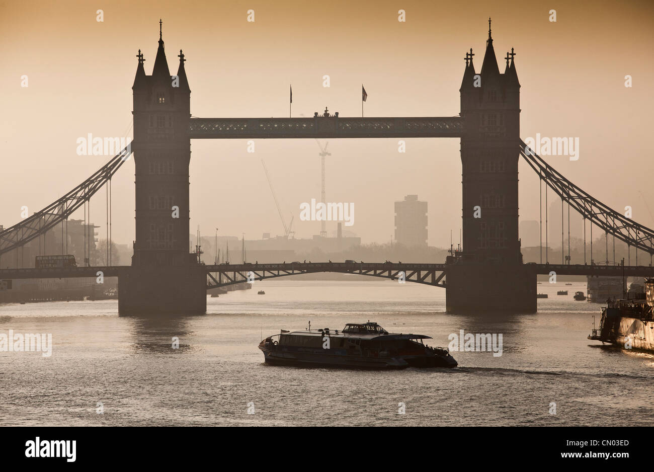 Misty morning bridge over river hi-res stock photography and images - Alamy