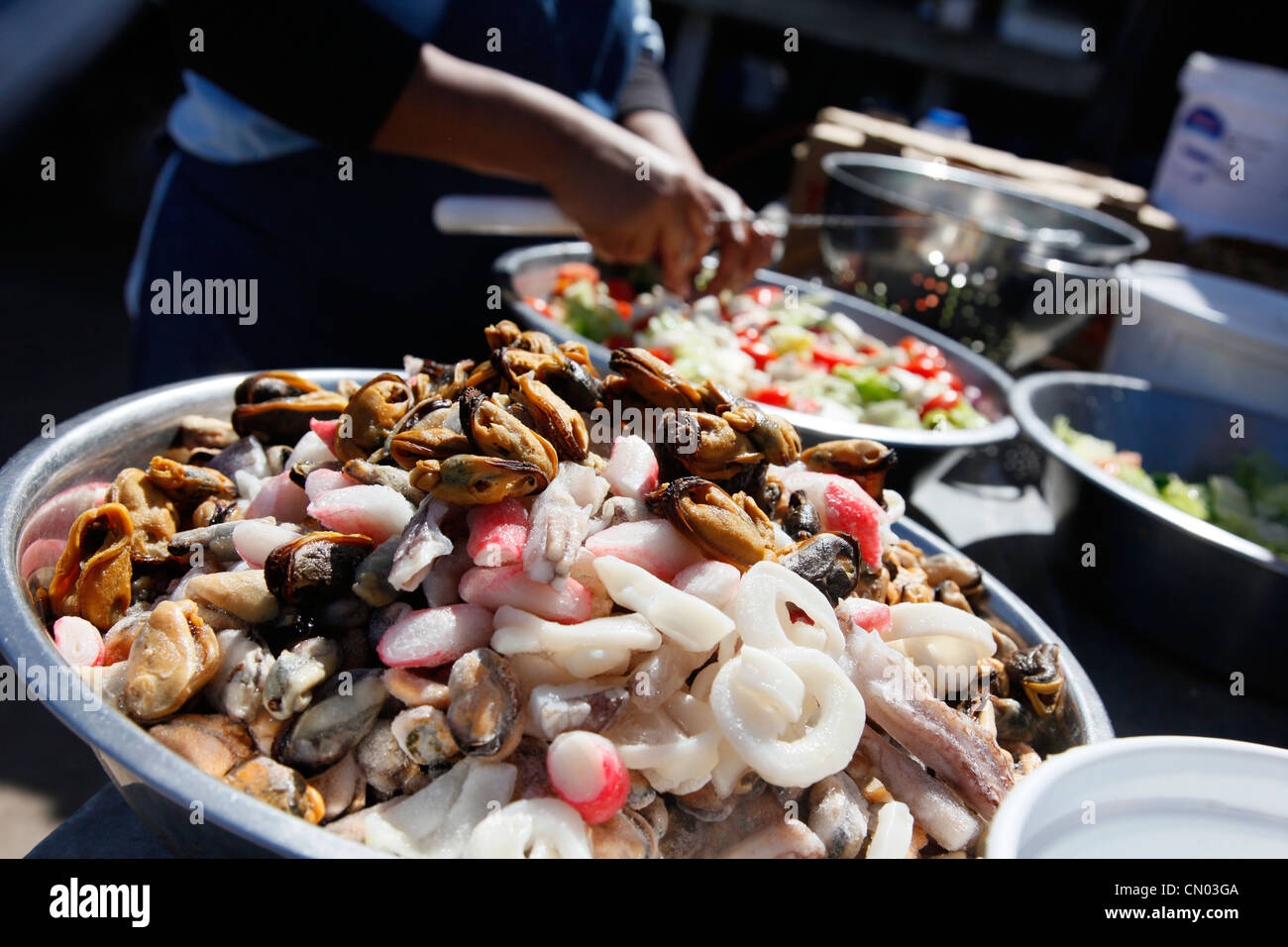 A bowl of freshly caught seafood at Muisbosskern restaurant in Lamberts ...