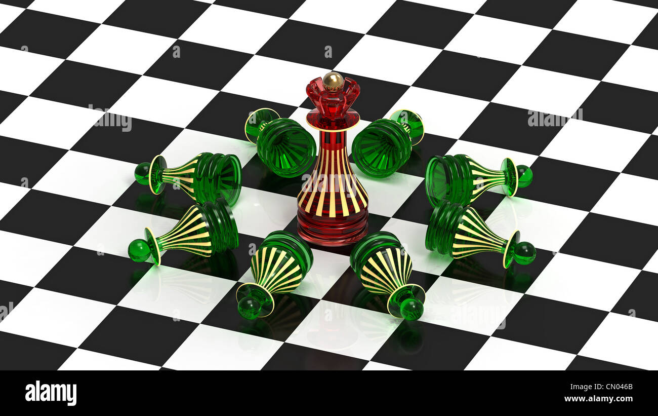 The queen always wins, chess concept, 3d render Stock Photo - Alamy