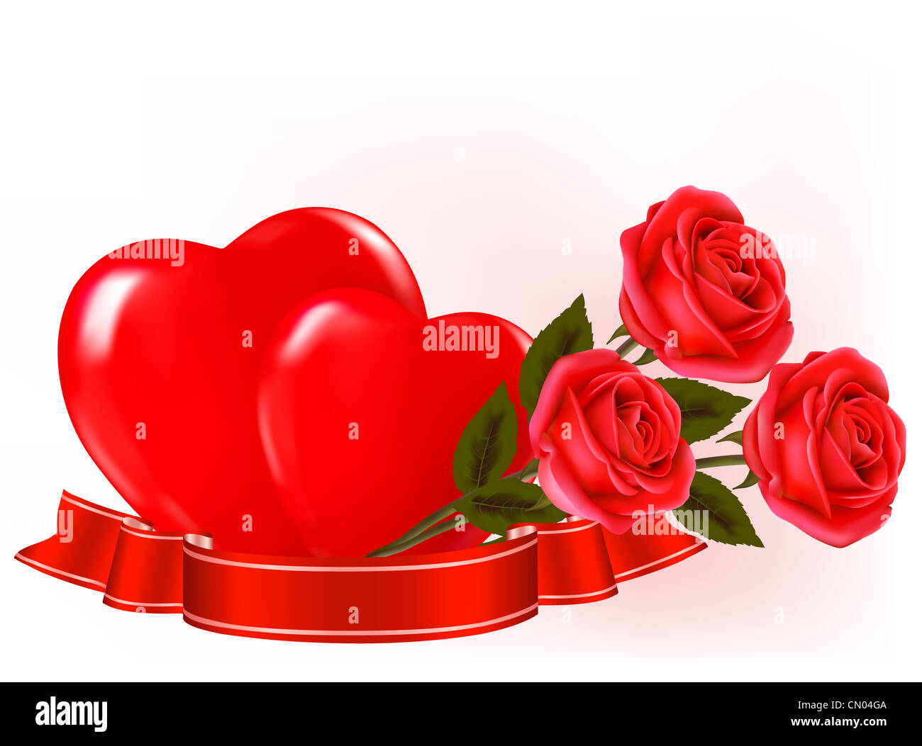 Three roses with heart. Valentine background Stock Photo - Alamy