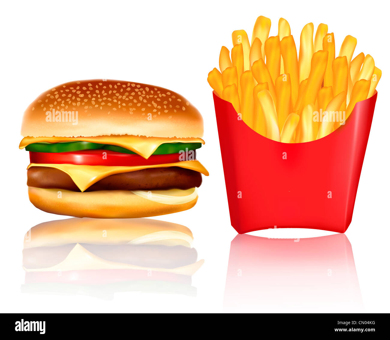 Hamburger and french fries Stock Photo - Alamy