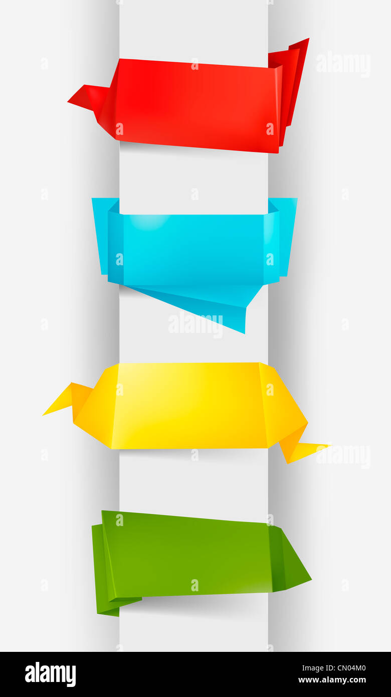 Set of colorful origami paper banners Stock Photo - Alamy
