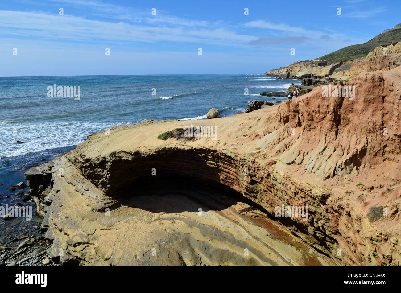Rocky cliffs along Pacific coast. San Diego, California, USA Stock ...