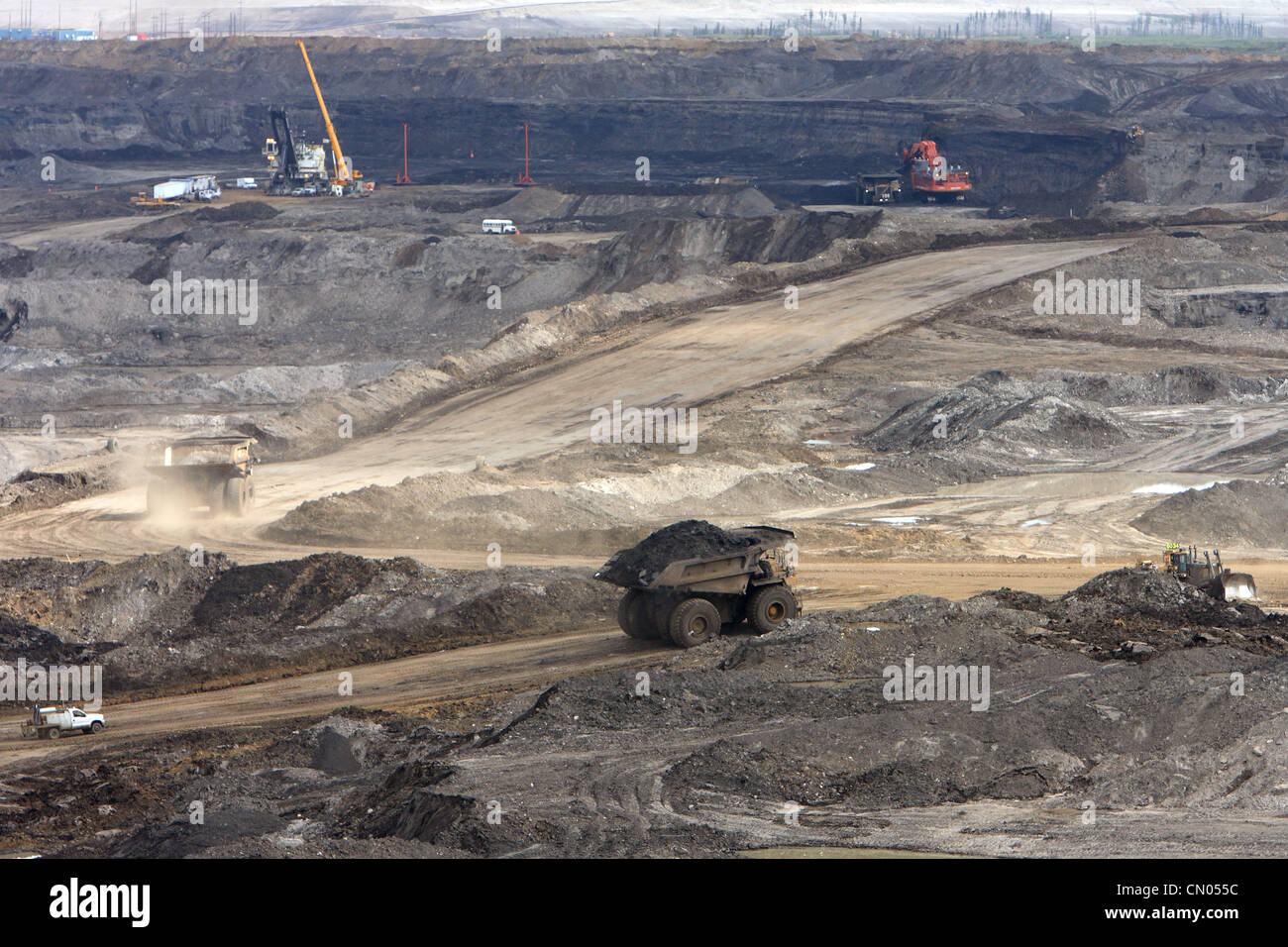 Oil sands mining at Muskeg River Mine in Albian Sands project near Fort ...