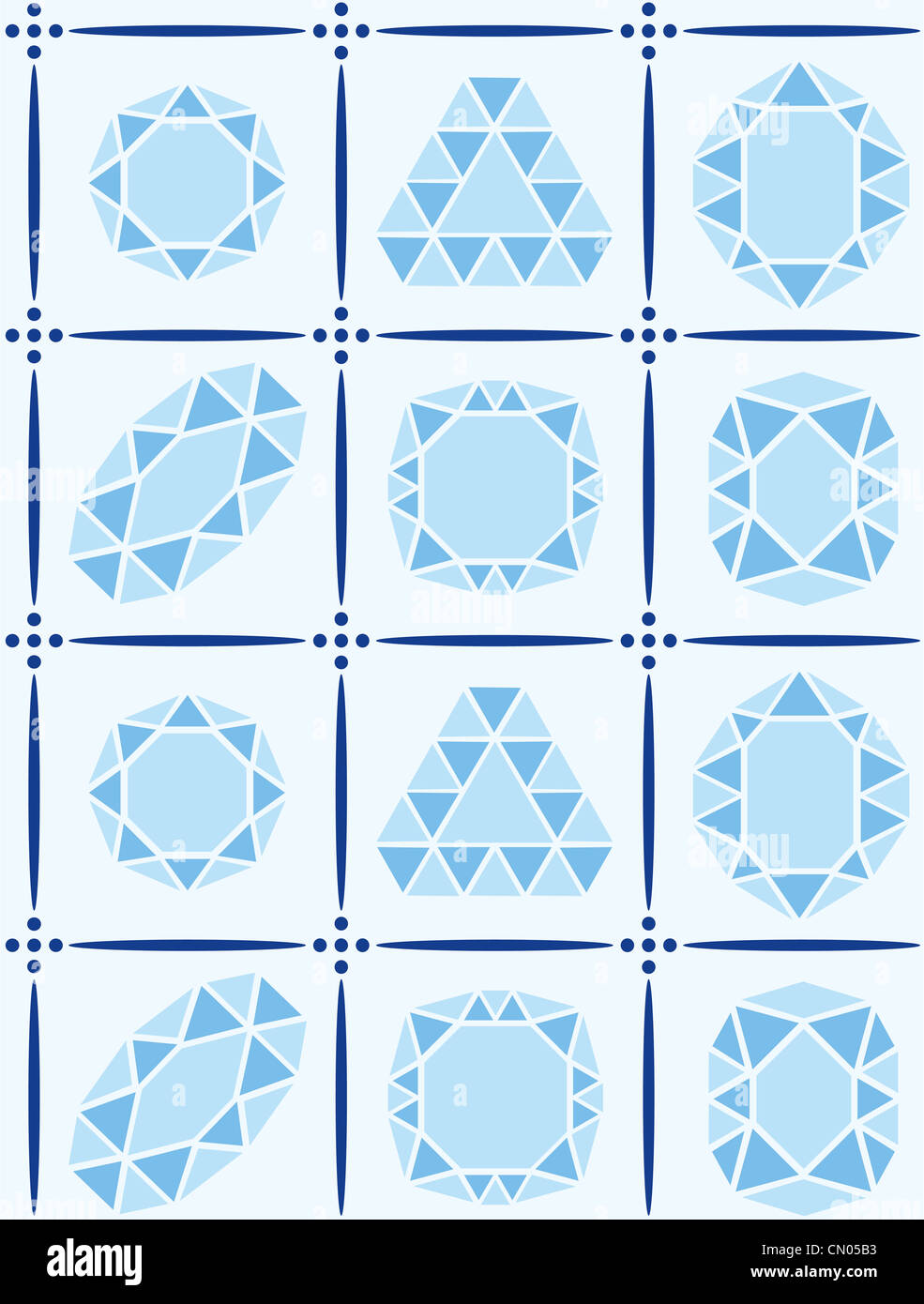 A seamless pattern design illustrated with variety of diamonds shapes ...