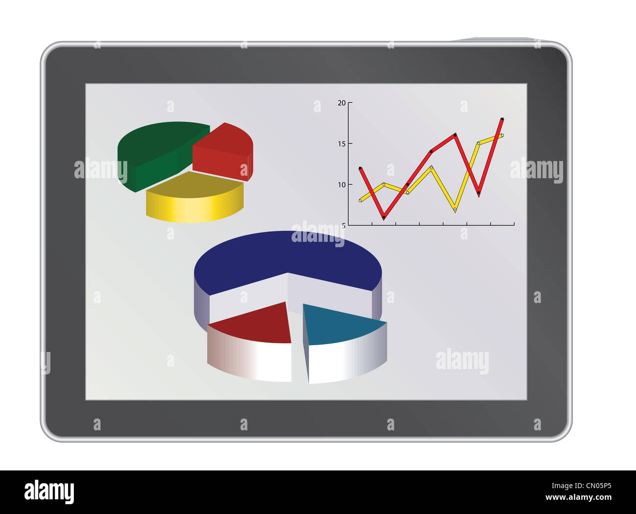 tablet pc with analytics diagrams illustration Stock Photo - Alamy