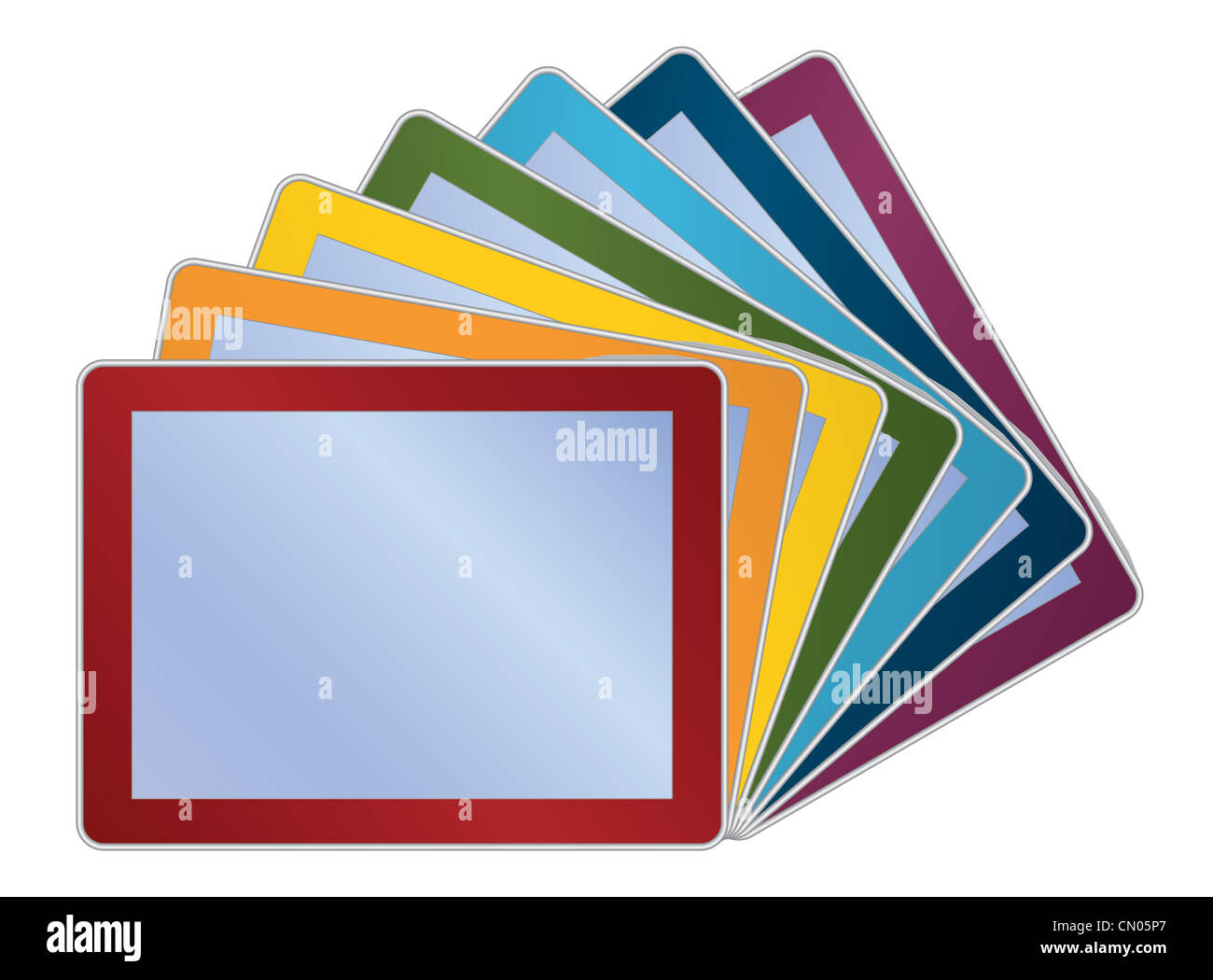 group of rainbow colors tablets illustration Stock Photo - Alamy