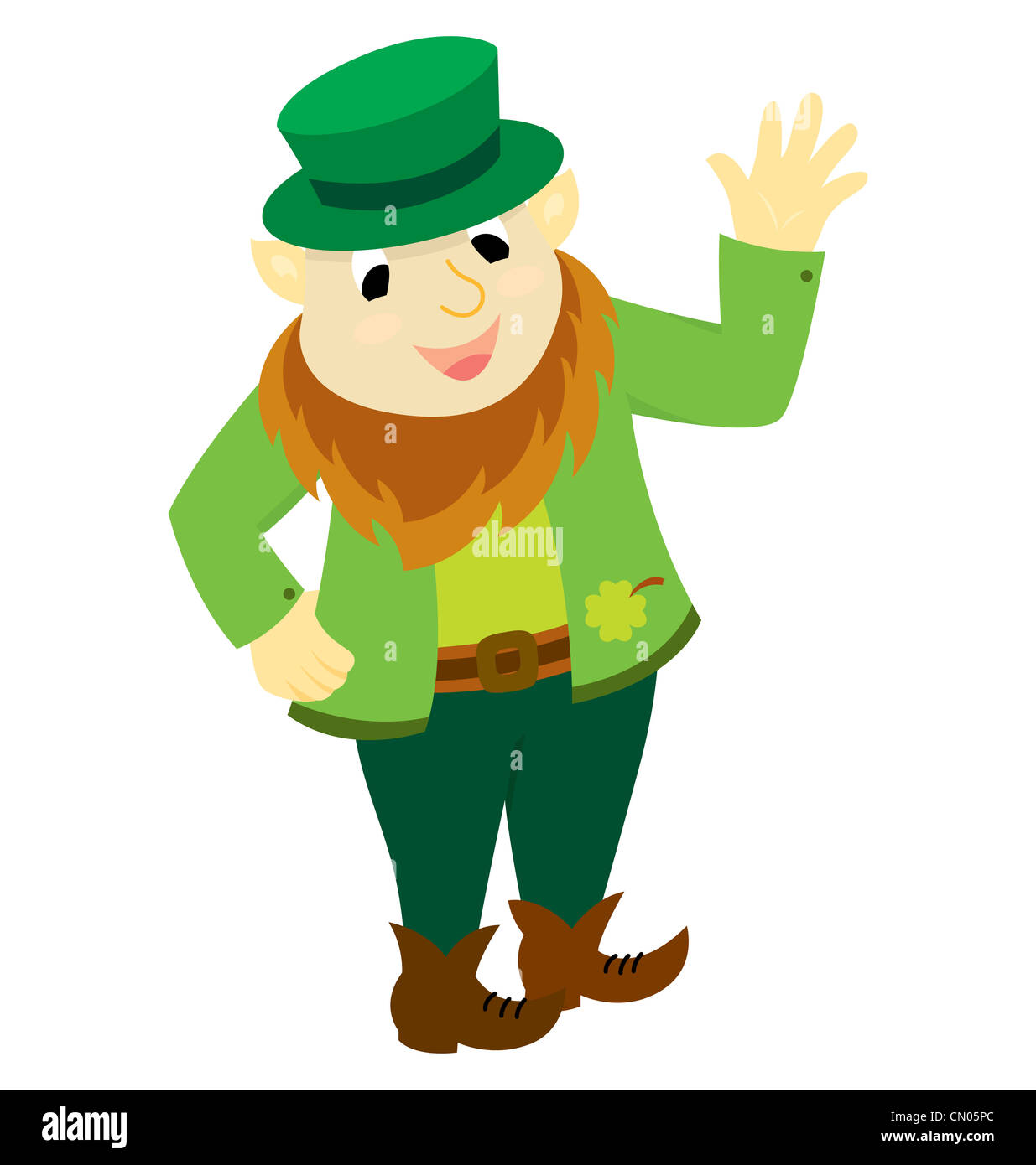 A Saint Patrick character standing, smiling and waving happily Stock ...