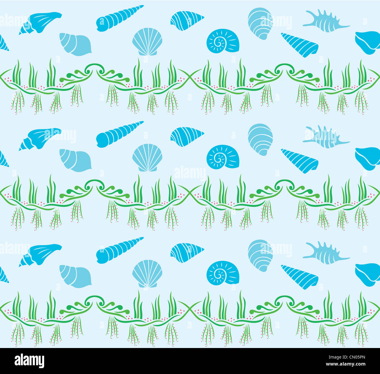 A seamless pattern design illustrated with variety of sea shell shapes ...