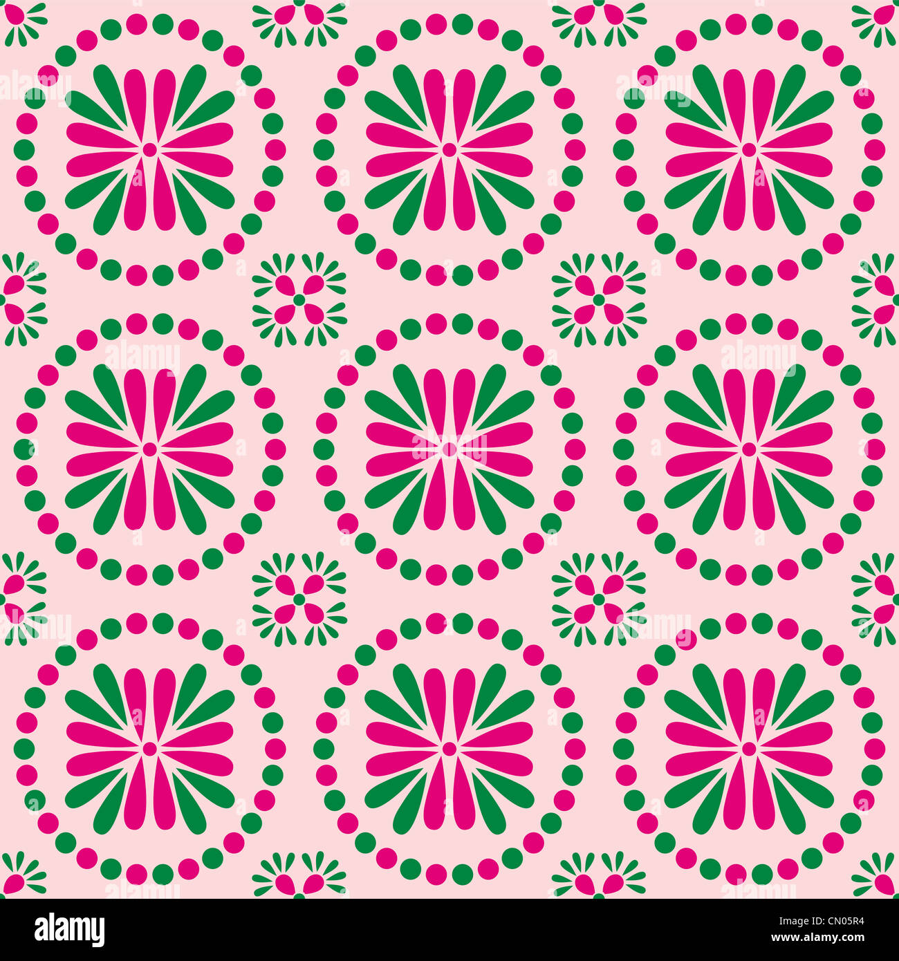 A seamless pattern design of geometric shapes depicting circled flowers ...