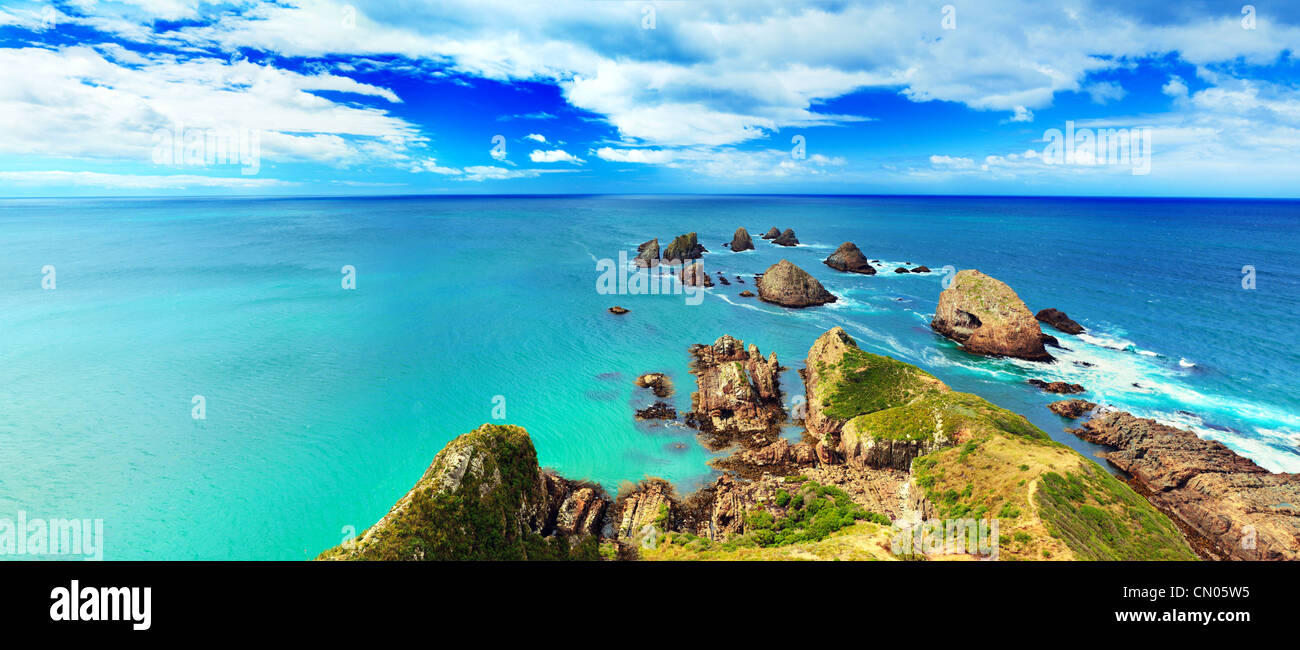Panorama of Nugget point. Seascape Stock Photo - Alamy