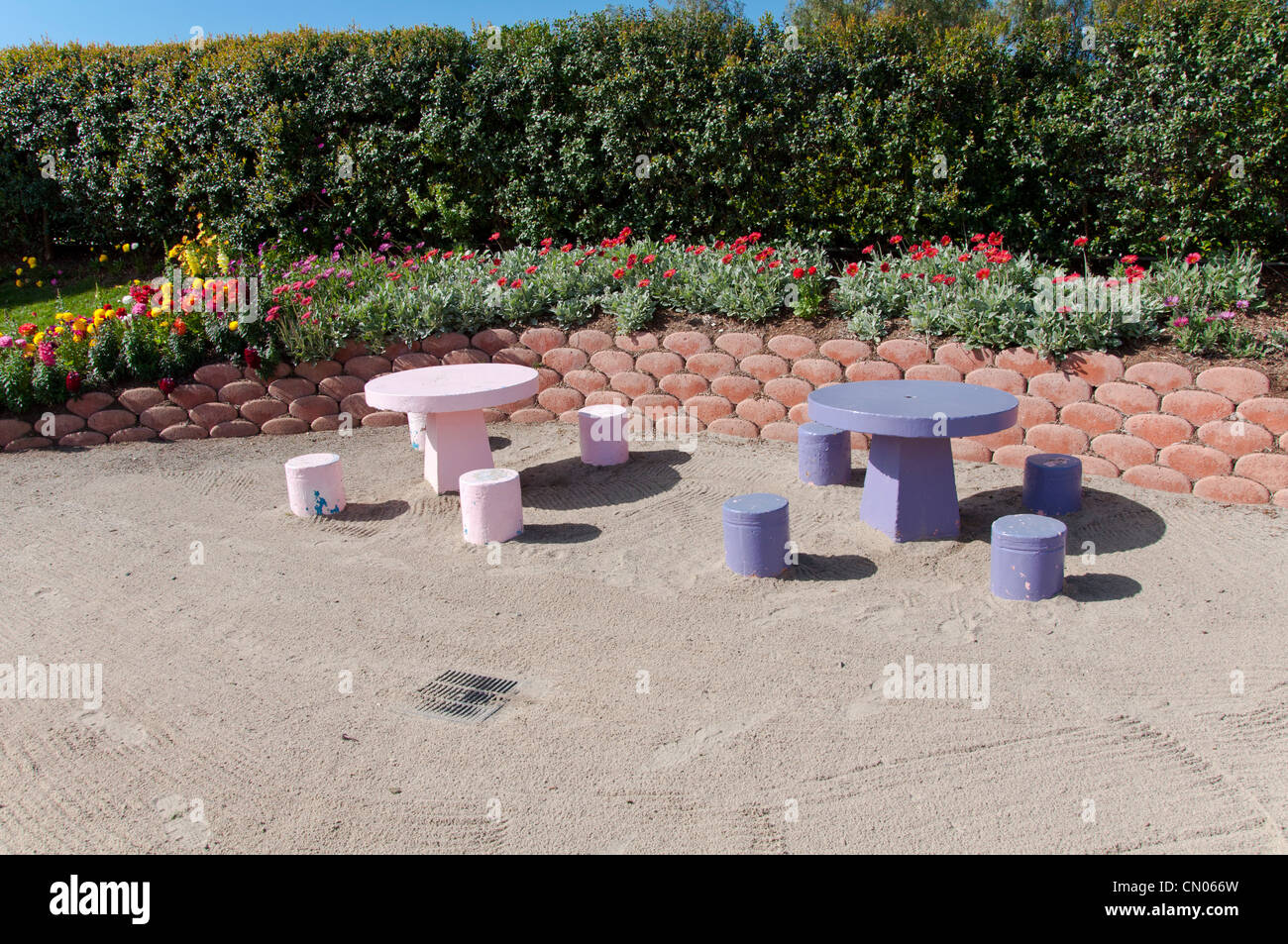 Playground with tables Stock Photo - Alamy