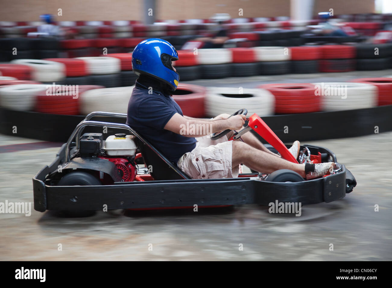 Indoor carting race (cart and safety barriers Stock Photo - Alamy