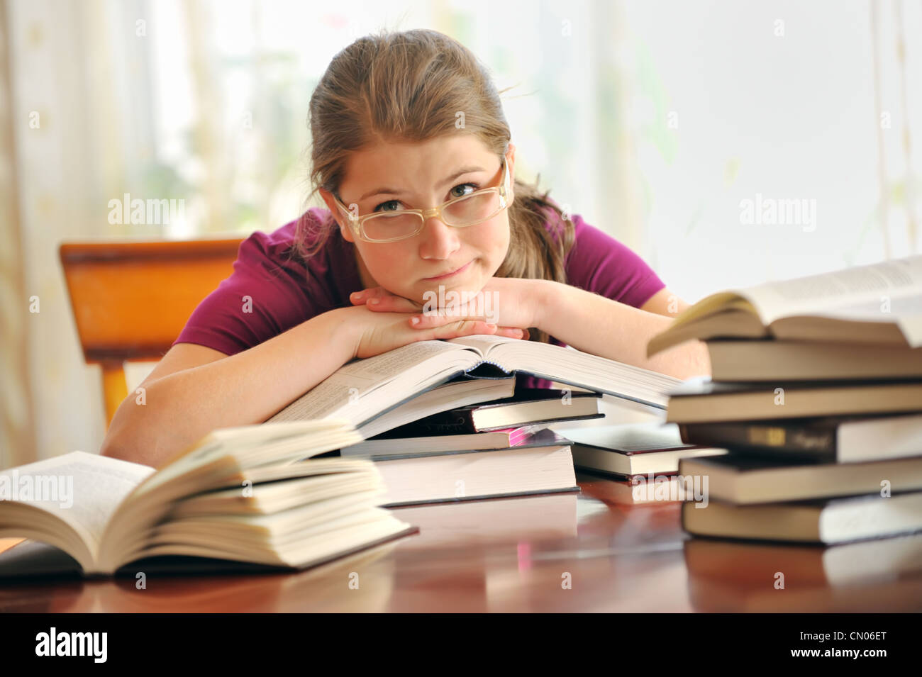 teenager girl learning Stock Photo - Alamy