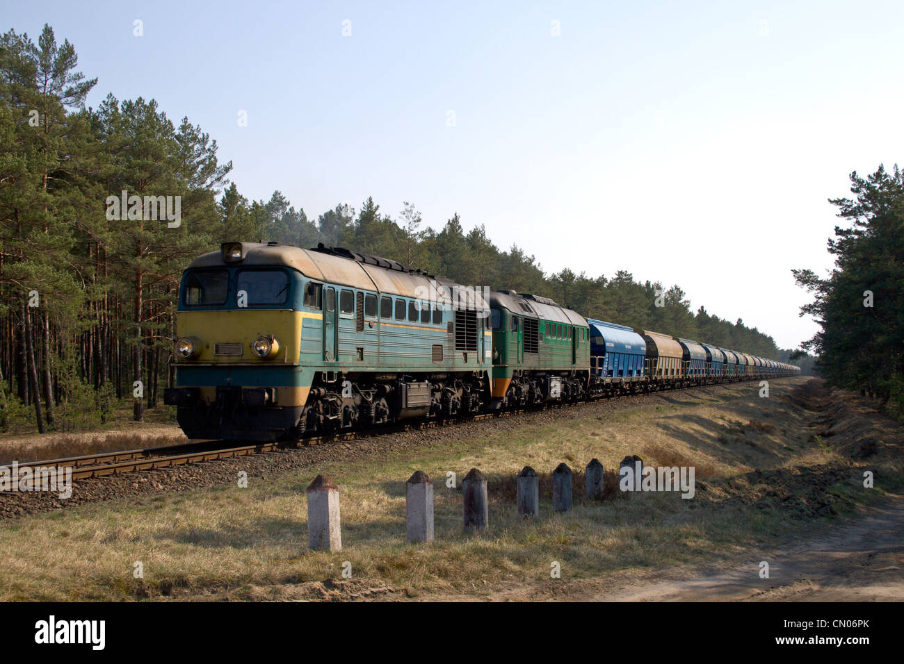 Freight diesel train Stock Photo - Alamy