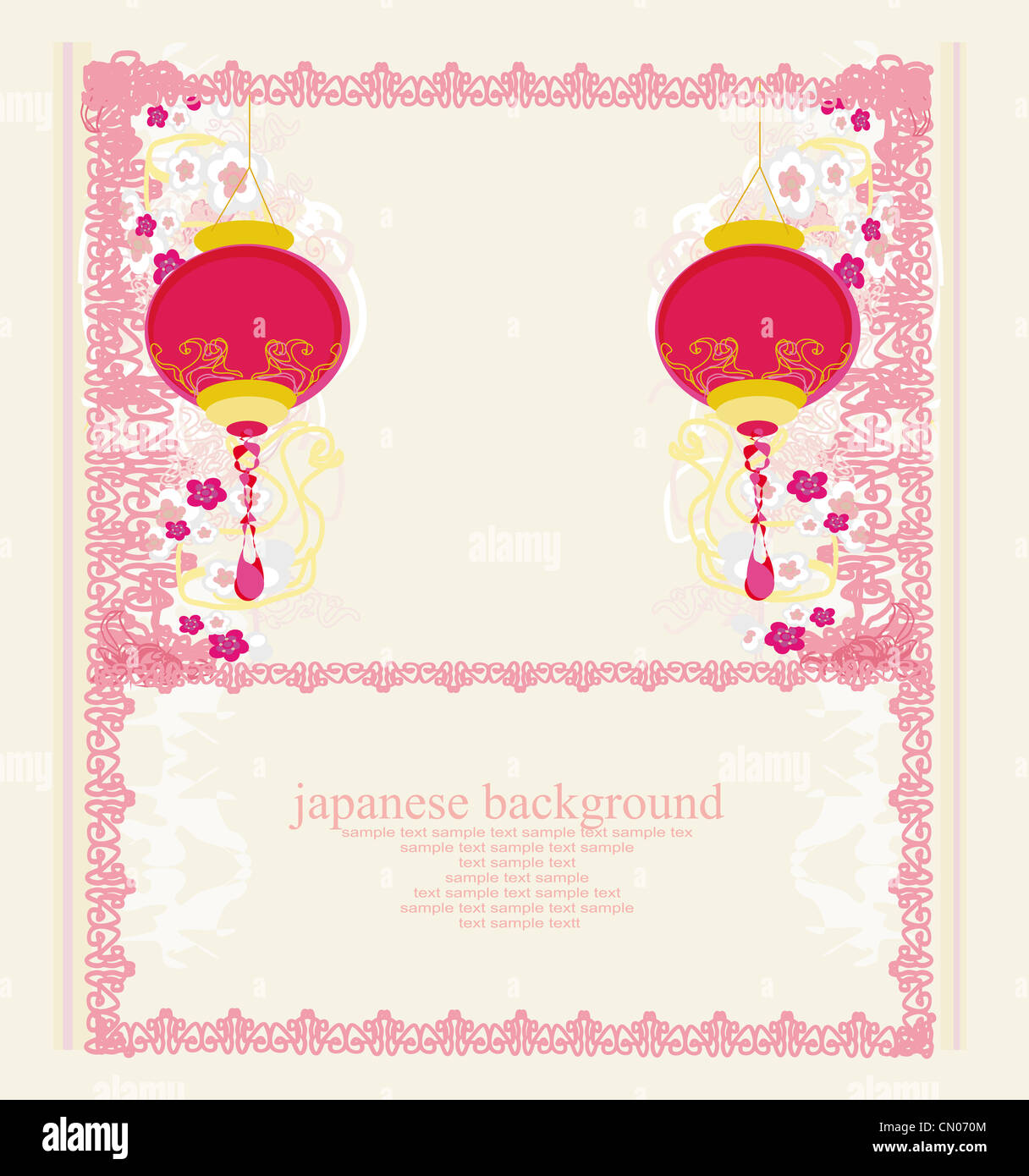 Chinese New Year with lanterns card Stock Photo - Alamy