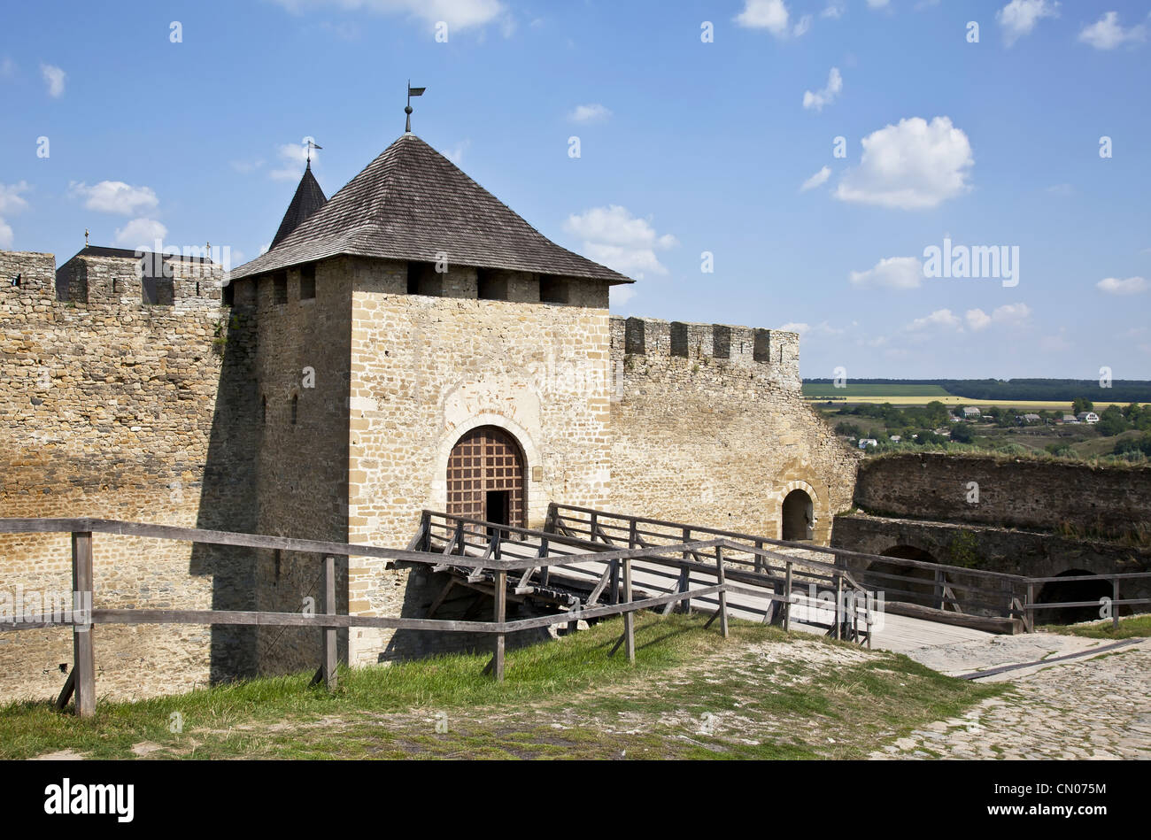 Hotin castle main entrance in summer in ukraine Stock Photo - Alamy