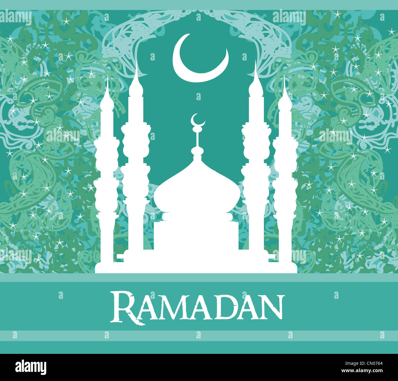 Ramadan background - mosque silhouette vector card Stock Photo - Alamy