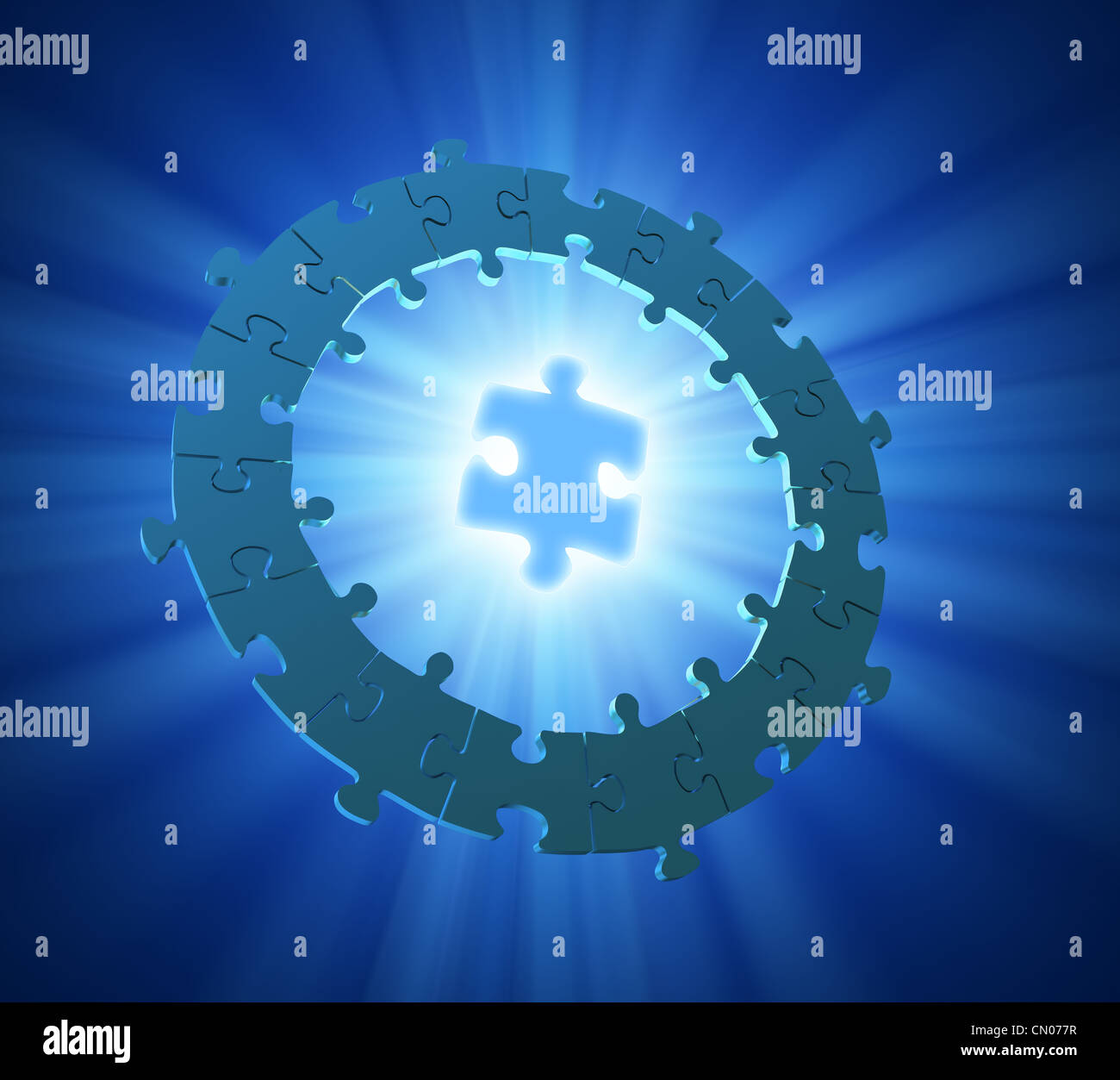 3D jigsaw puzzle ring background Stock Photo - Alamy
