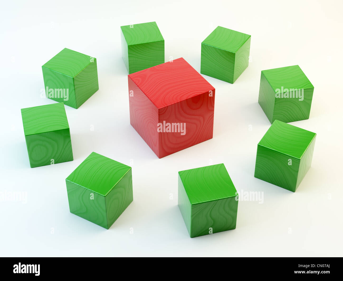 3D wooden blocks - leadership concept Stock Photo - Alamy