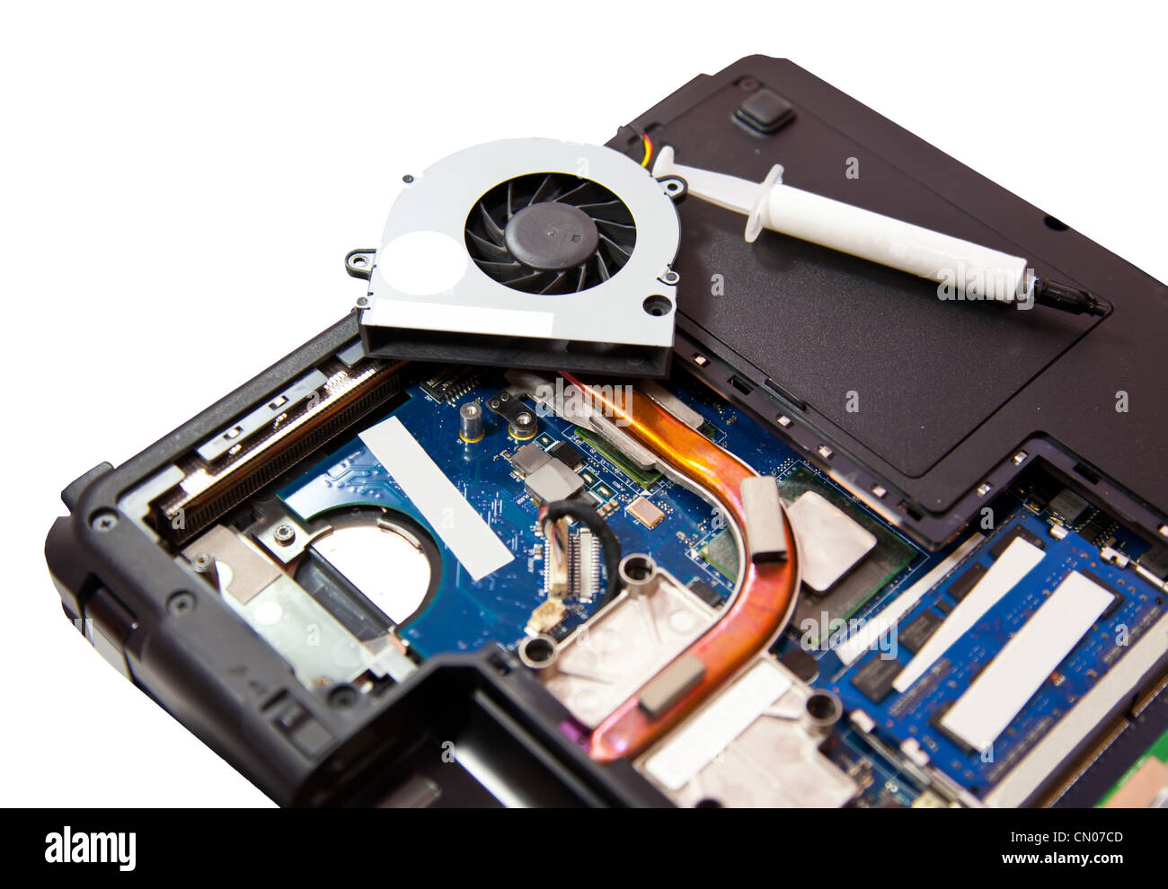 Laptop case opebed and cleaned from dust inside Stock Photo - Alamy