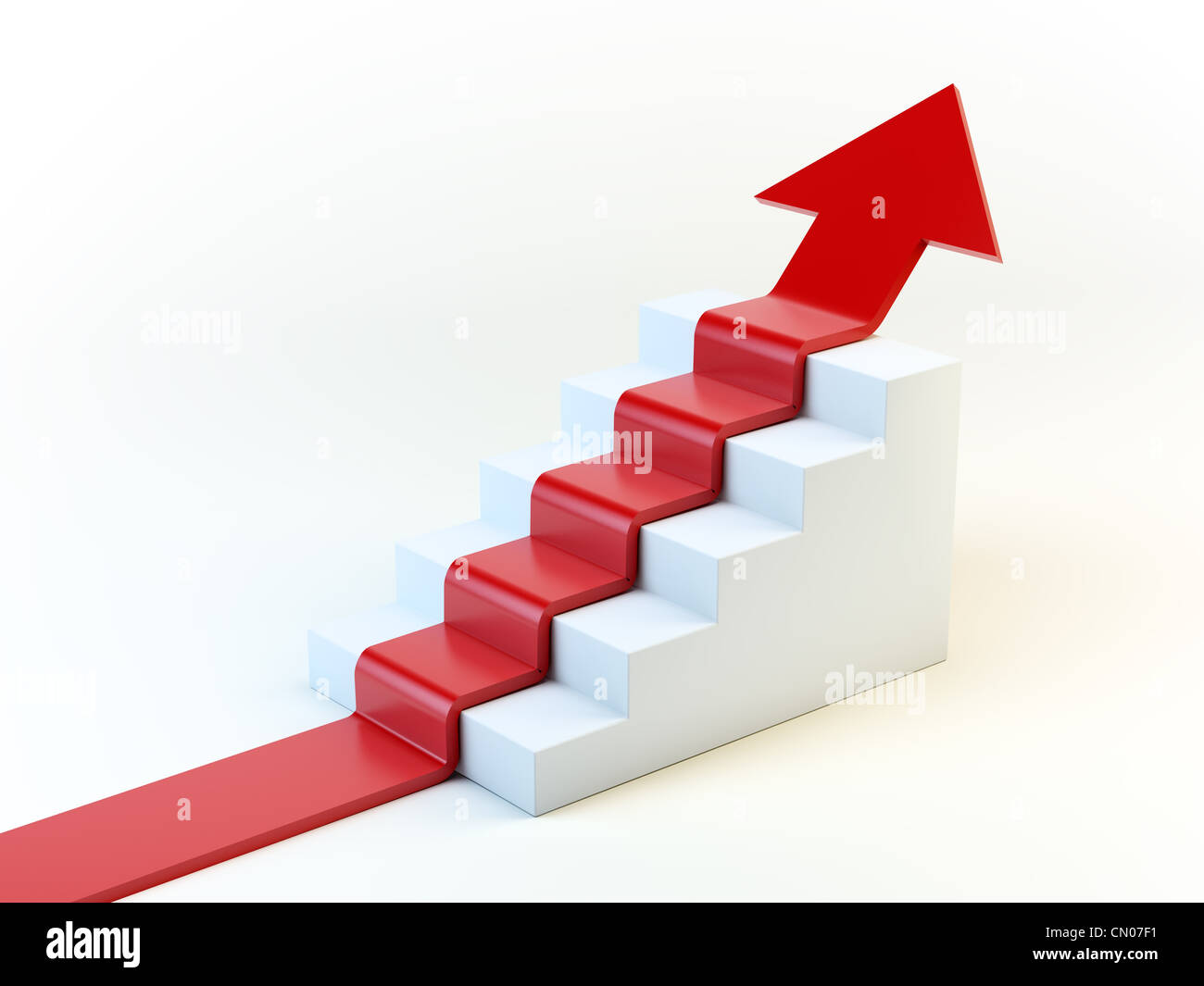3D arrow climbing up over a staircase Stock Photo - Alamy