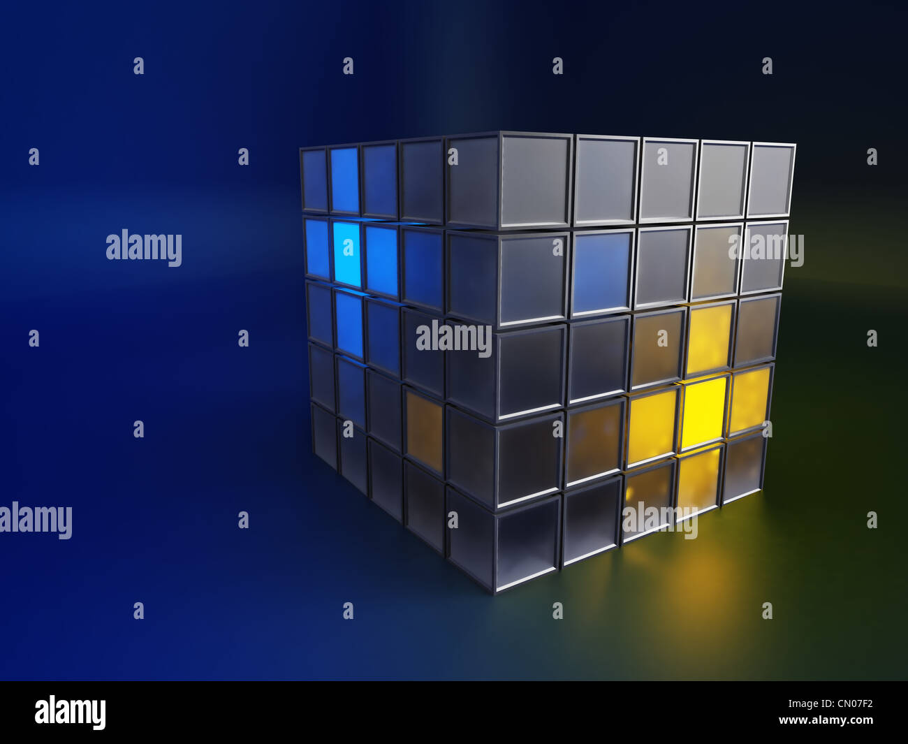 Abstract 3d metallic and glowing boxes Stock Photo - Alamy