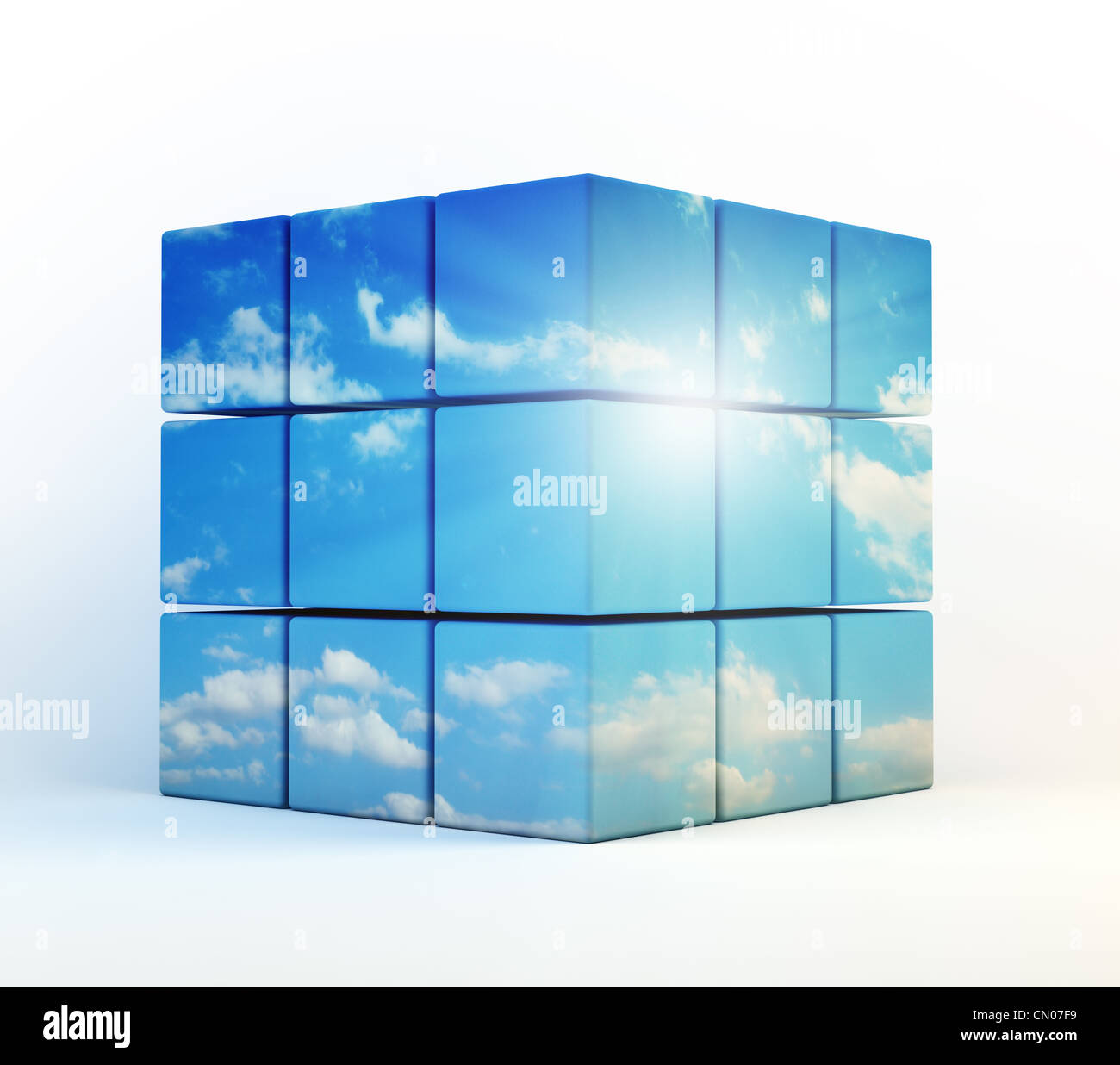 3D cubes with a cloudy sky Stock Photo - Alamy