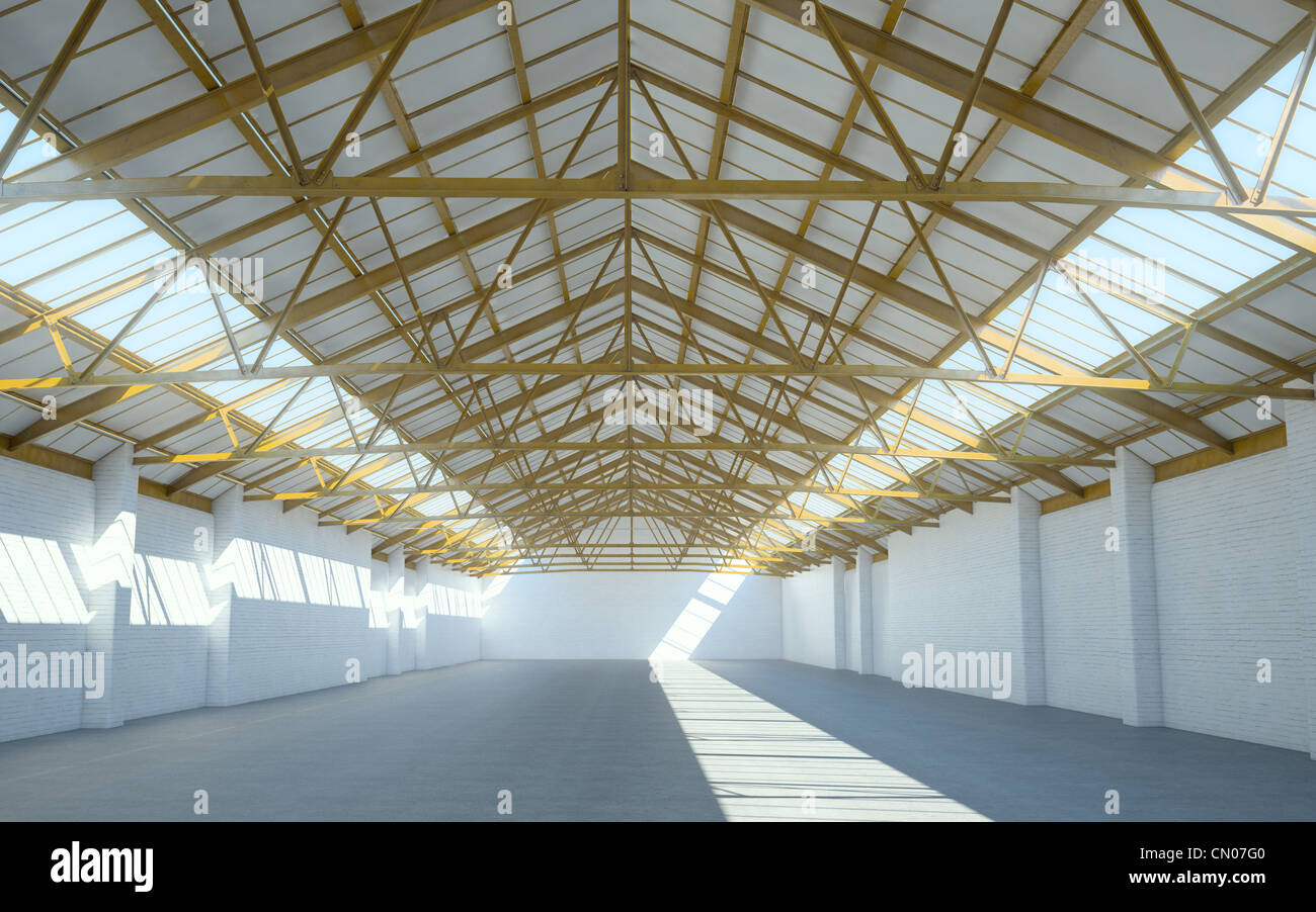An interior of an empty warehouse Stock Photo - Alamy