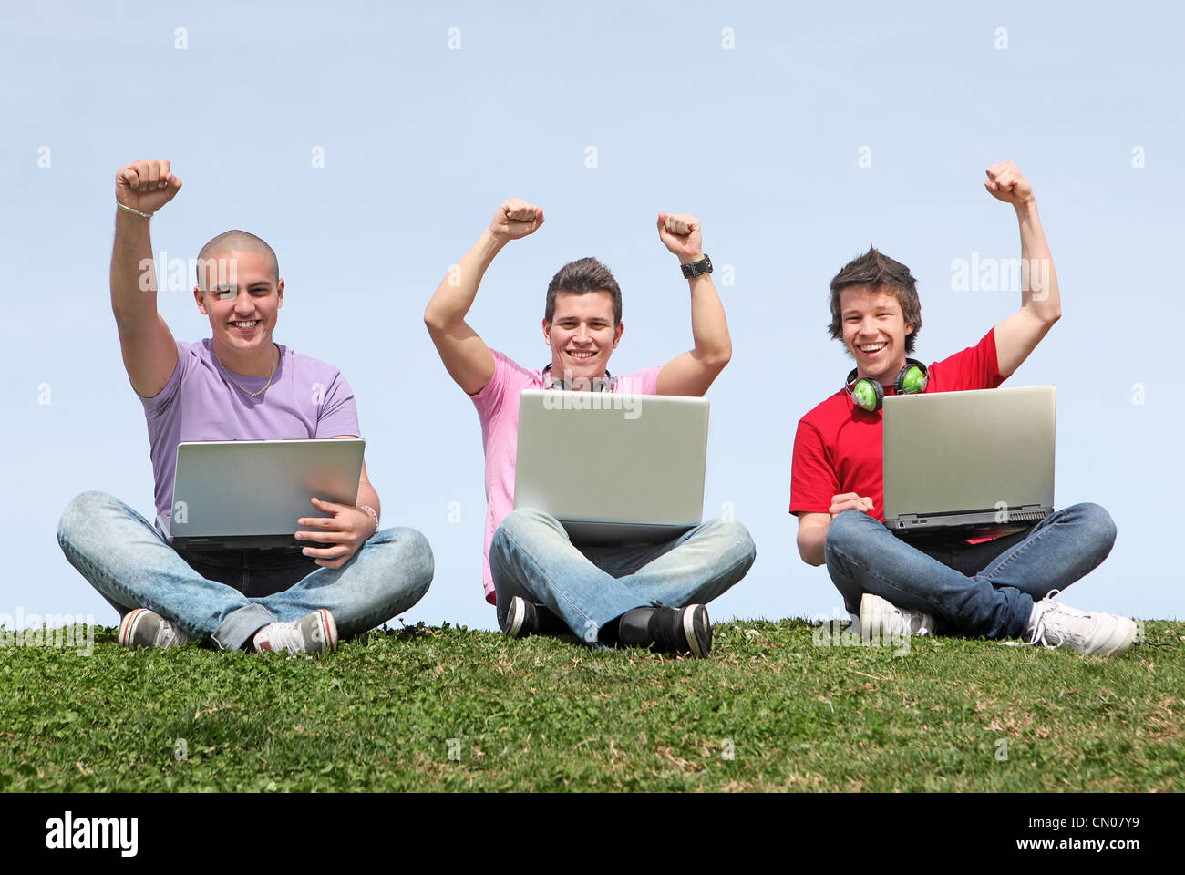 teens boys with laptops Stock Photo - Alamy
