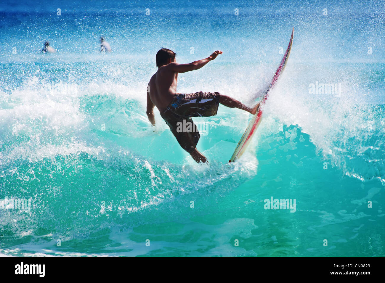 Surfer on the wave Stock Photo - Alamy